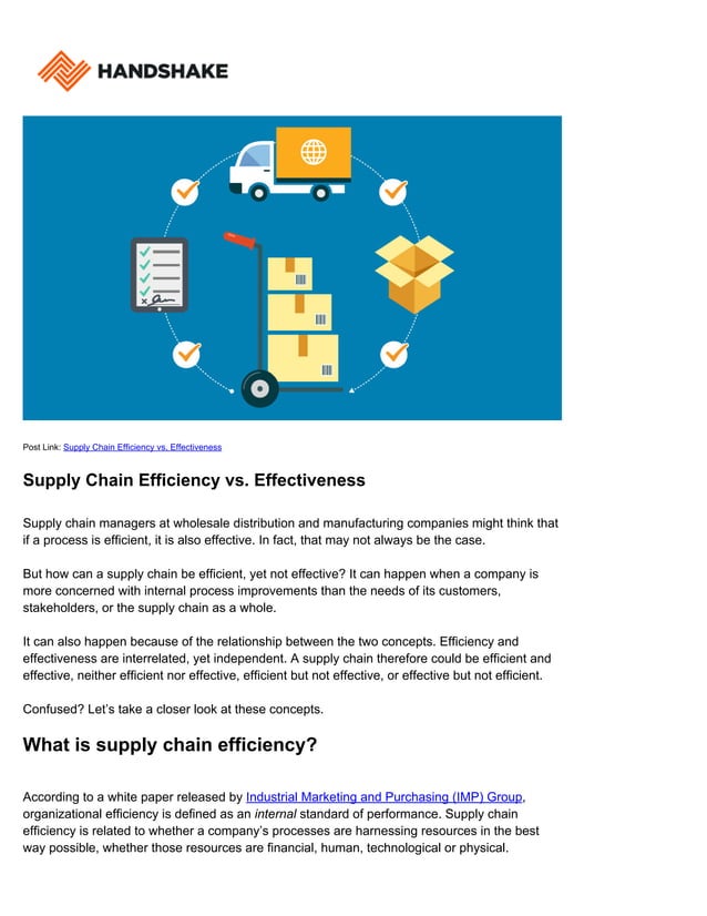 Supply Chain Efficiency vs. Effectiveness | PDF | Logistics | Business