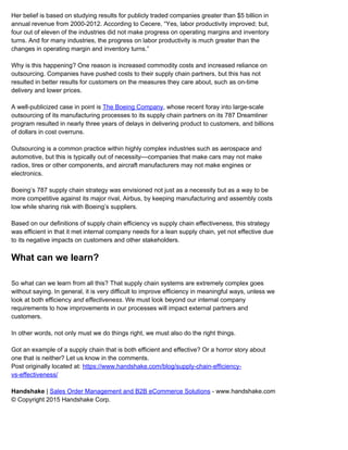 Supply Chain Efficiency vs. Effectiveness | PDF