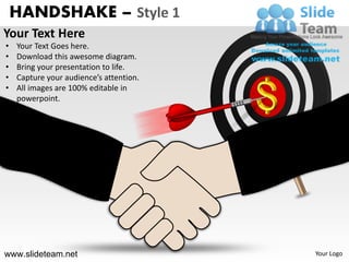 Handshake design 1 powerpoint templates. | PPT