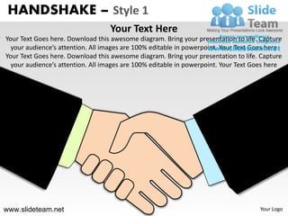 Handshake design 1 powerpoint templates. | PPT