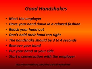 Handshake for job interview | PPTX