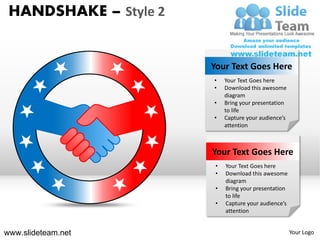 Handshake style design 2 powerpoint templates. | PPT