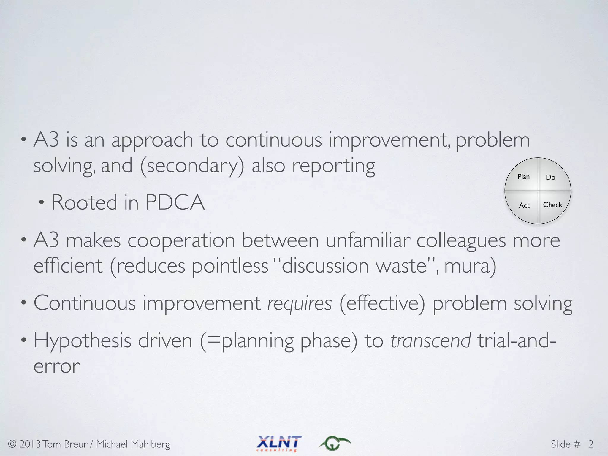 A3 thinking - background, process and examples | PDF