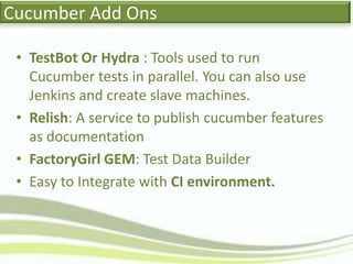 Hands on BDD with cucumber - Agile Goa Sept 2013 | PPT