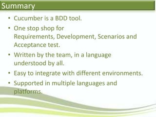 Hands on BDD with cucumber - Agile Goa Sept 2013 | PPTX