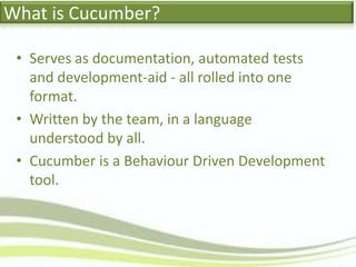 Hands on BDD with cucumber - Agile Goa Sept 2013 | PPTX