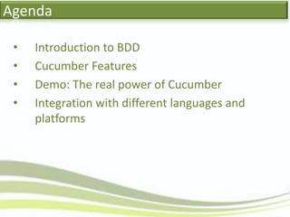 Hands on BDD with cucumber - Agile Goa Sept 2013 | PPTX