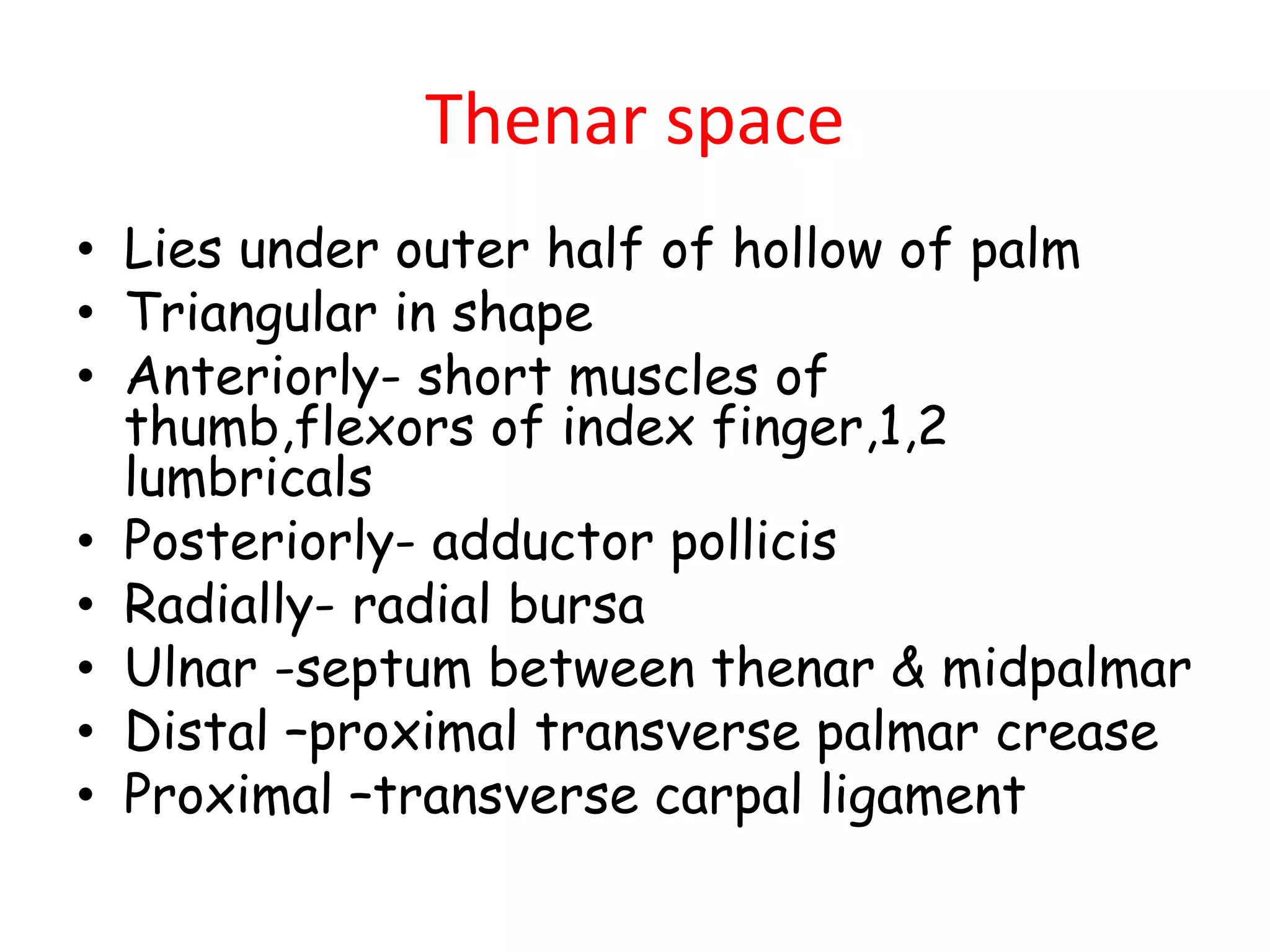 Hand spaces anatomy & infections | PPTX