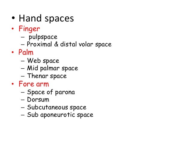Hand spaces anatomy & infections