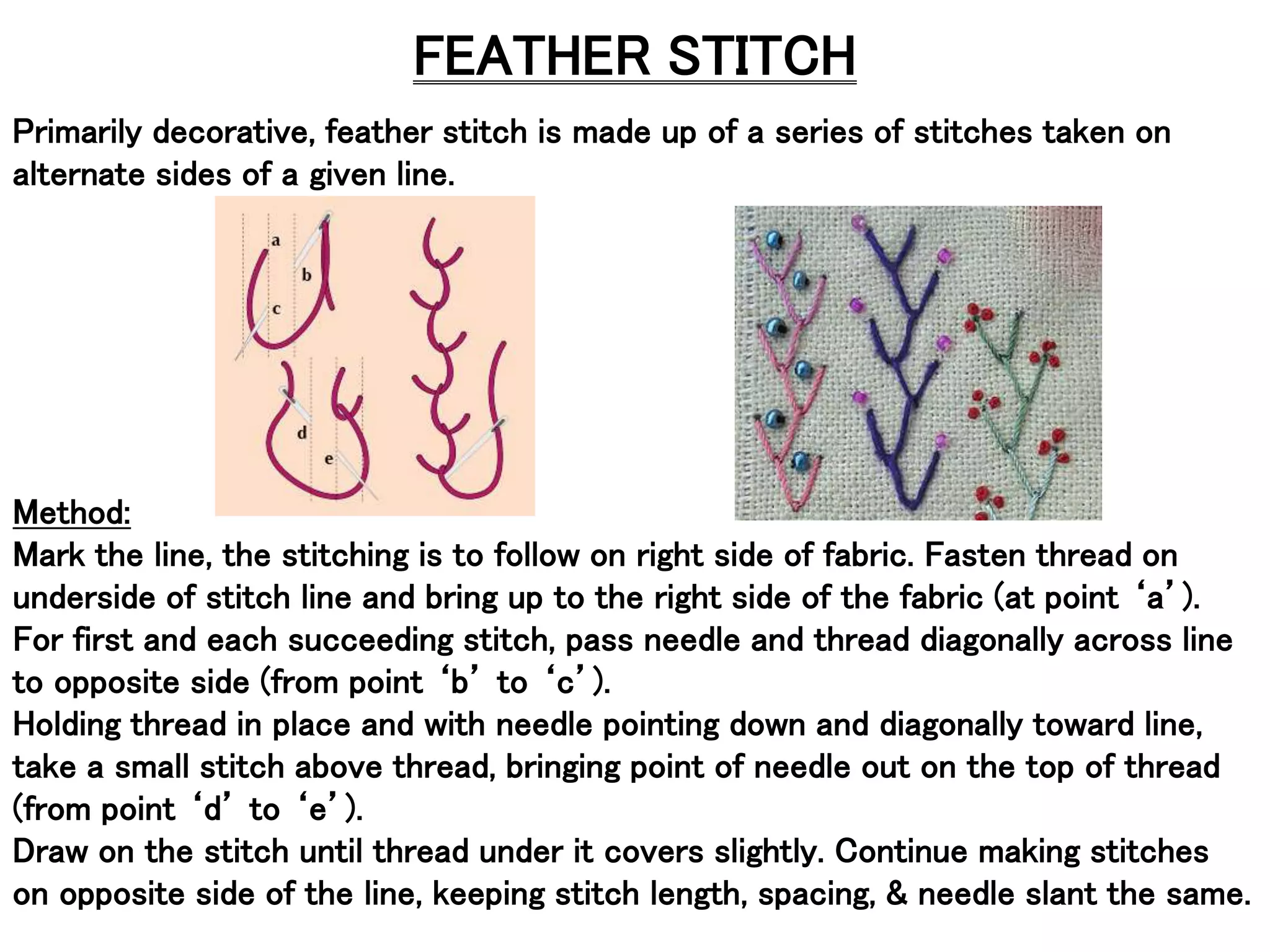 Basic Hand stitches used for Embroideries | PPTX