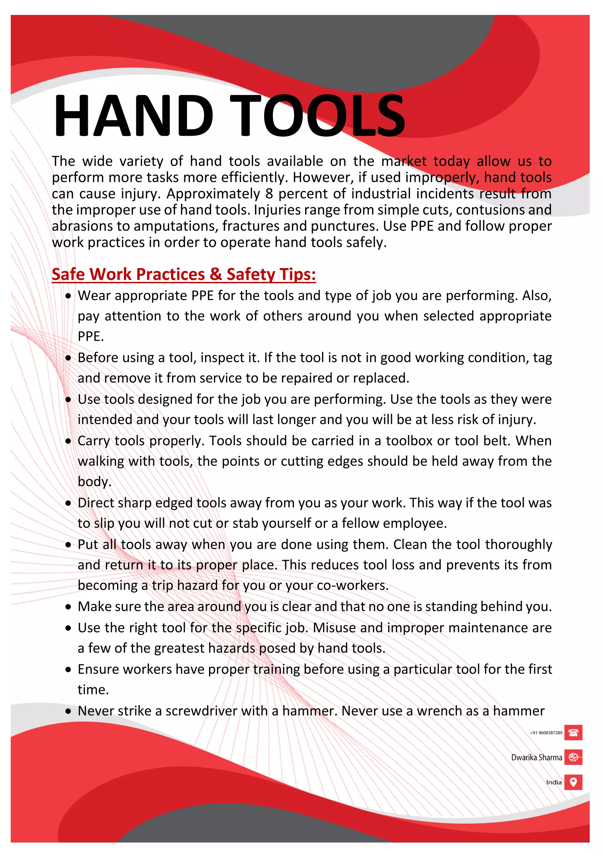 HAND TOOLS.pdf | Death, Injury, or Military Conflict | Sensitive Topics