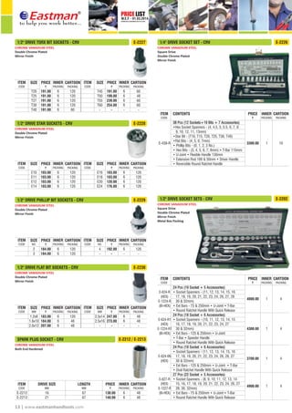 Eastman Hand tools price list 2015 | PDF