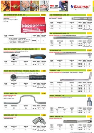Eastman Hand tools price list 2015 | PDF