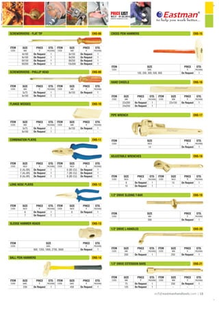 Eastman Hand tools price list 2015 | PDF