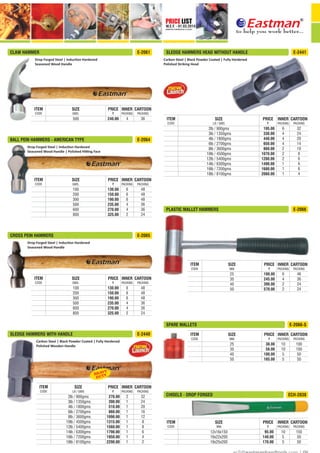 Eastman Hand tools price list 2015 | PDF