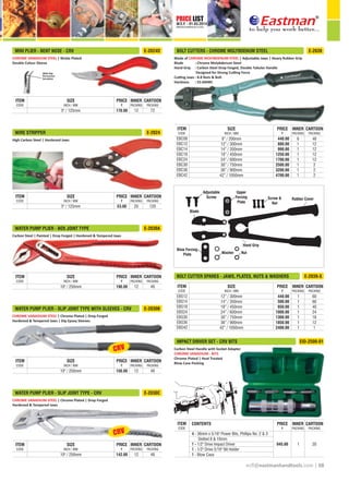 Eastman Hand tools price list 2015 | PDF