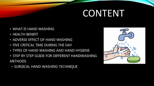 Types of Handwashing and techniques (Surgical Scrub) | PPTX | Bath and ...