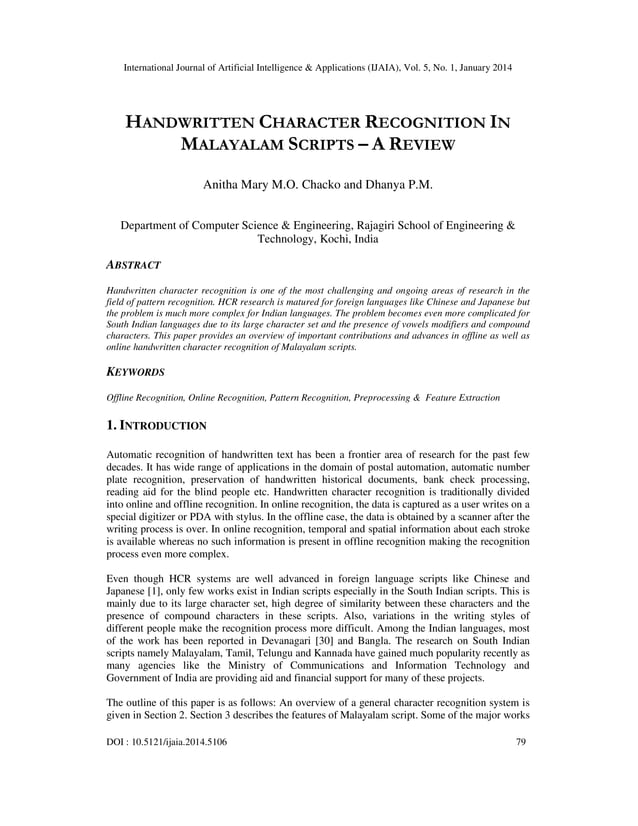 Handwritten character recognition in | PDF