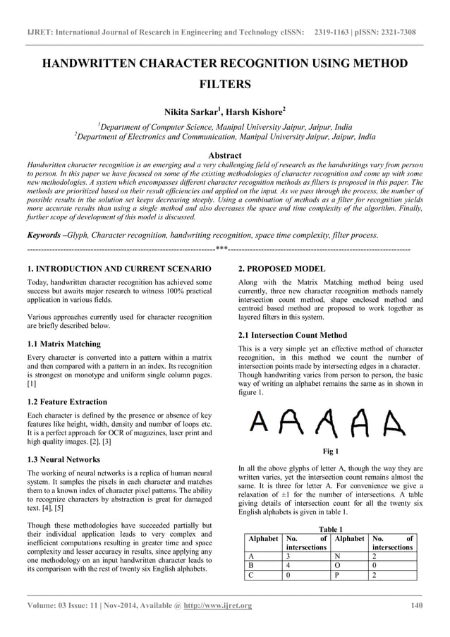 Handwritten character recognition using method filters | PDF | Computing | Technology & Computing