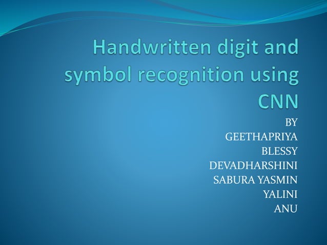 Handwritten Digit And Symbol Recognition Using Cnn Pptx