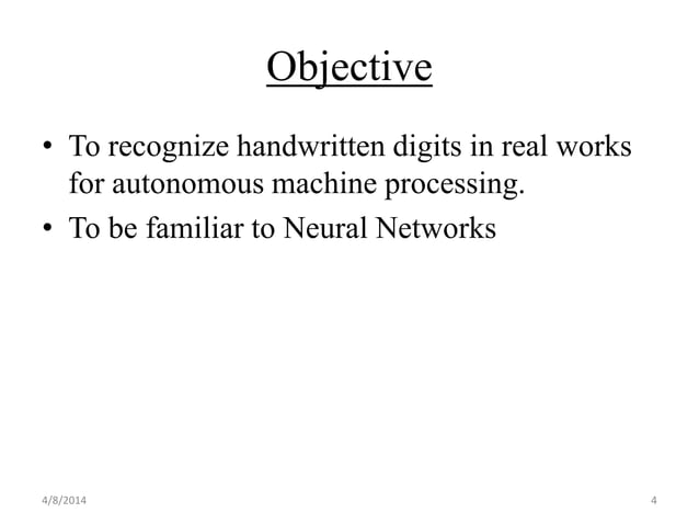 Handwritten digit recognition using image processing | PPTX