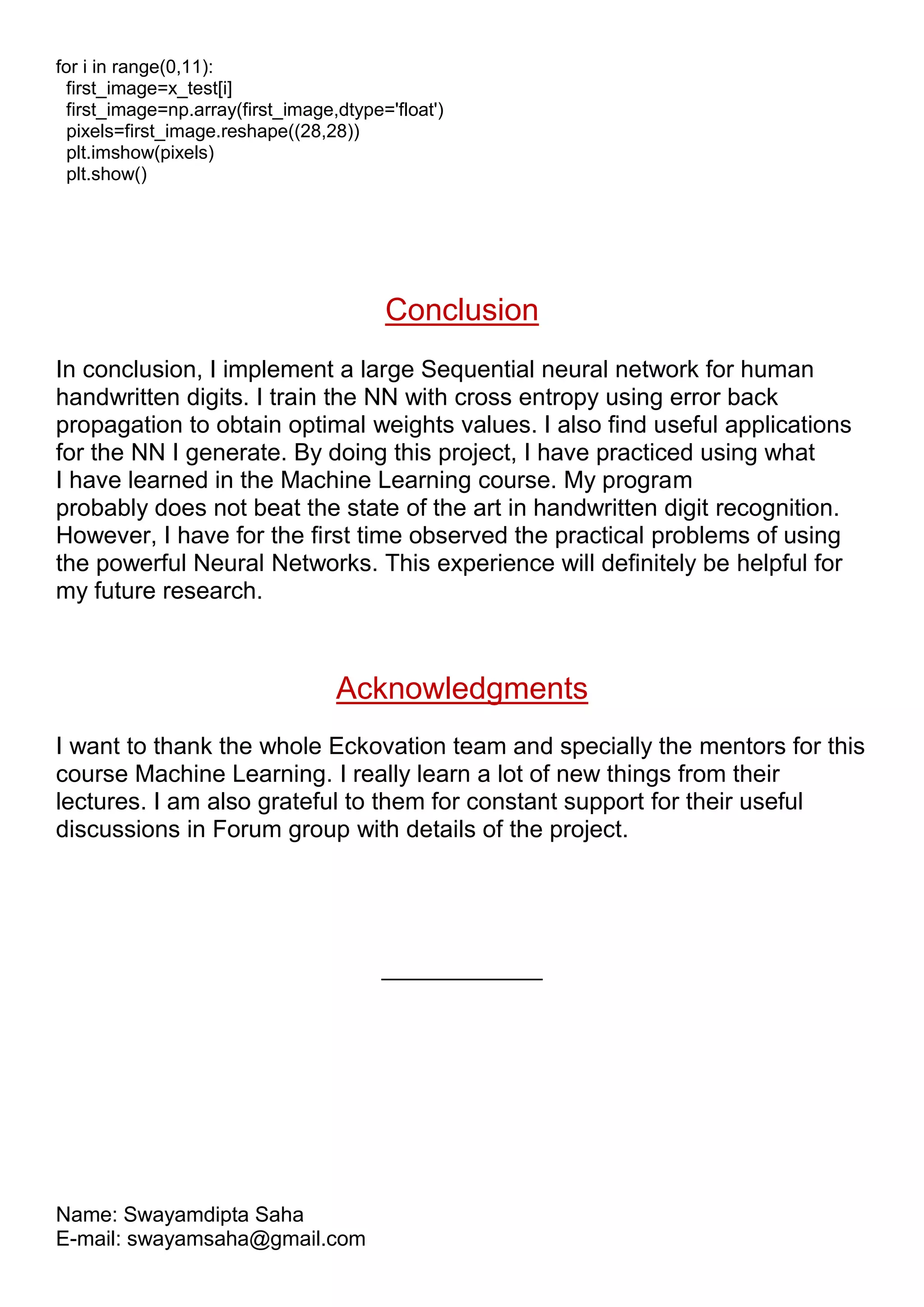 Handwritten digits recognition report | PDF