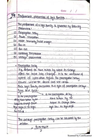 Digital Electronics: Hand Written Notes Logic Families | PDF