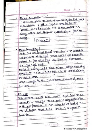 Digital Electronics: Hand Written Notes Logic Families | PDF