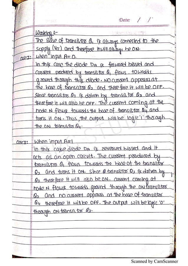 Digital Electronics: Hand Written Notes Logic Families | PDF