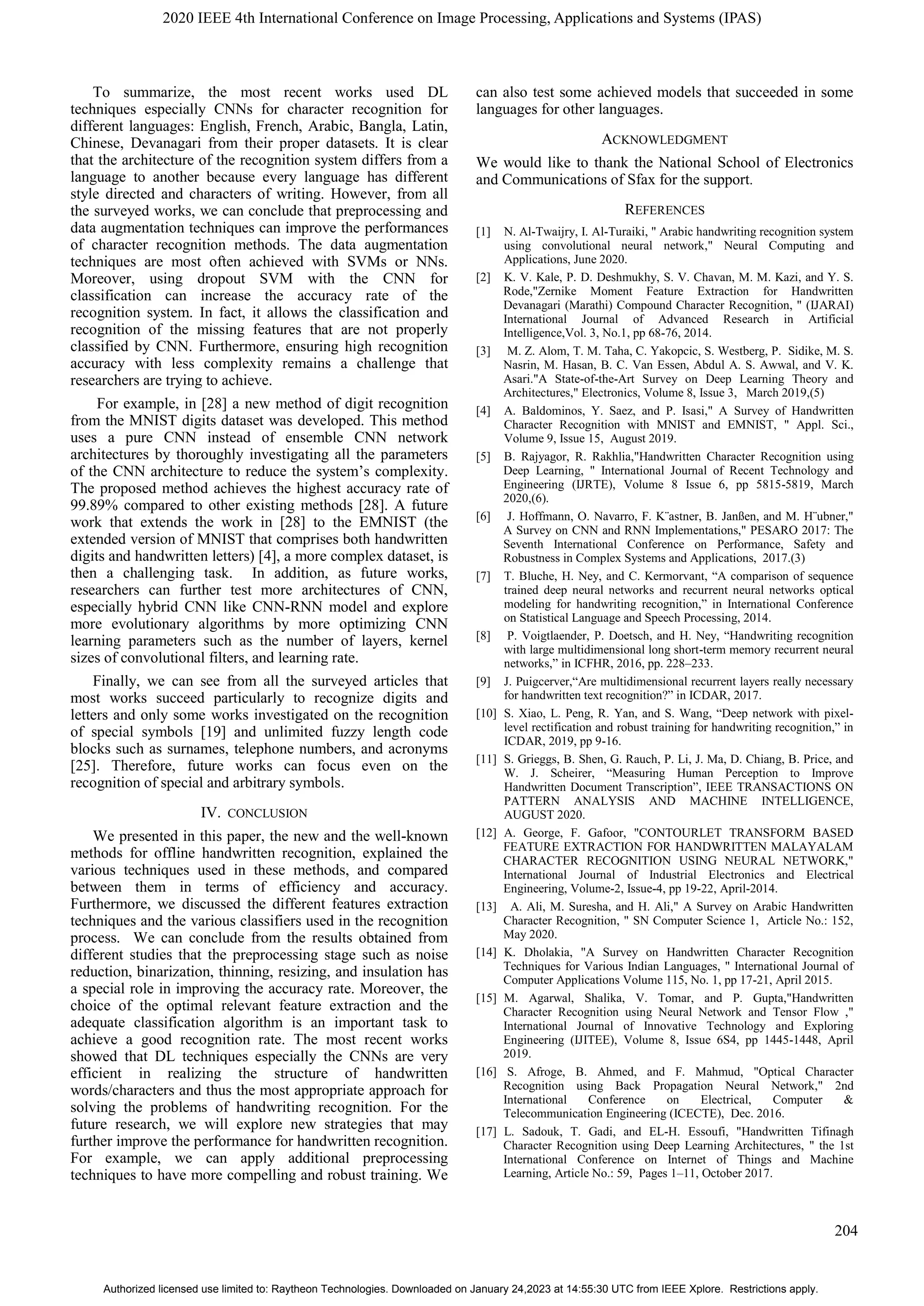 Handwritten Recognition A Survey Pdf