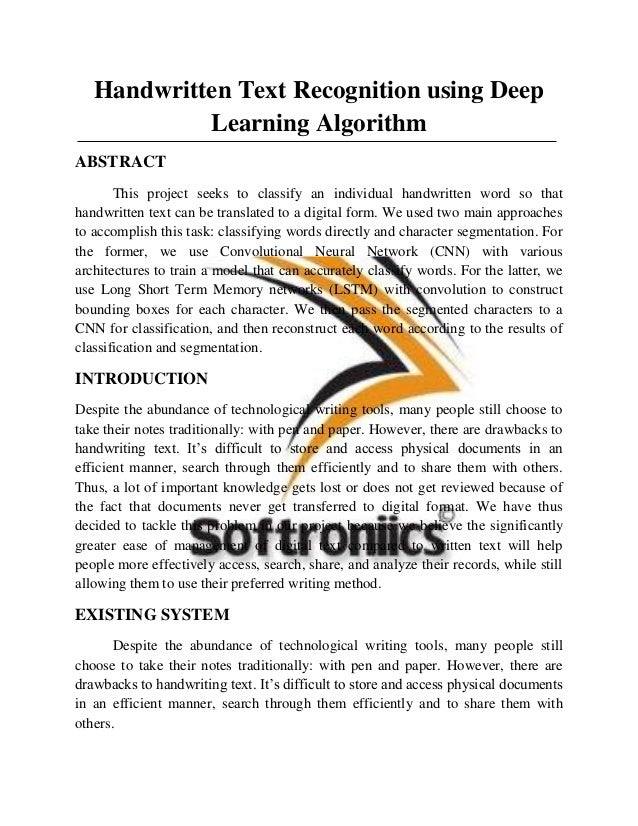 Handwritten Text Recognition Using Deep Learning Algorithm
