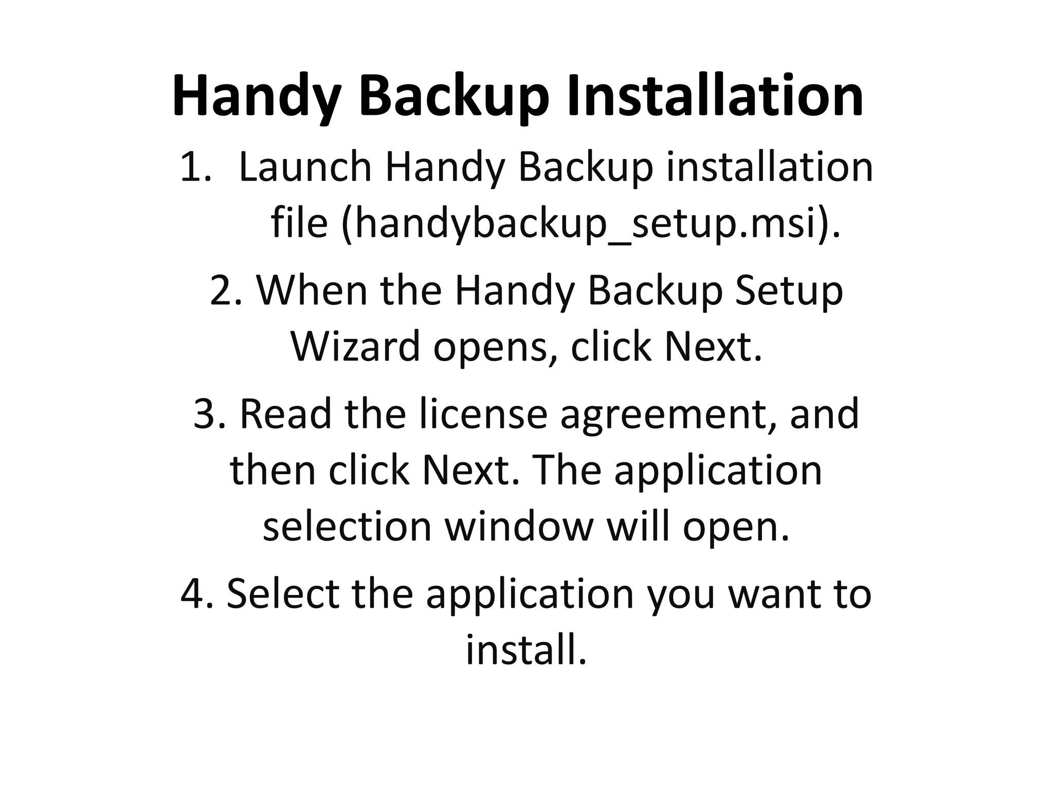 Handy back up installation | PPT