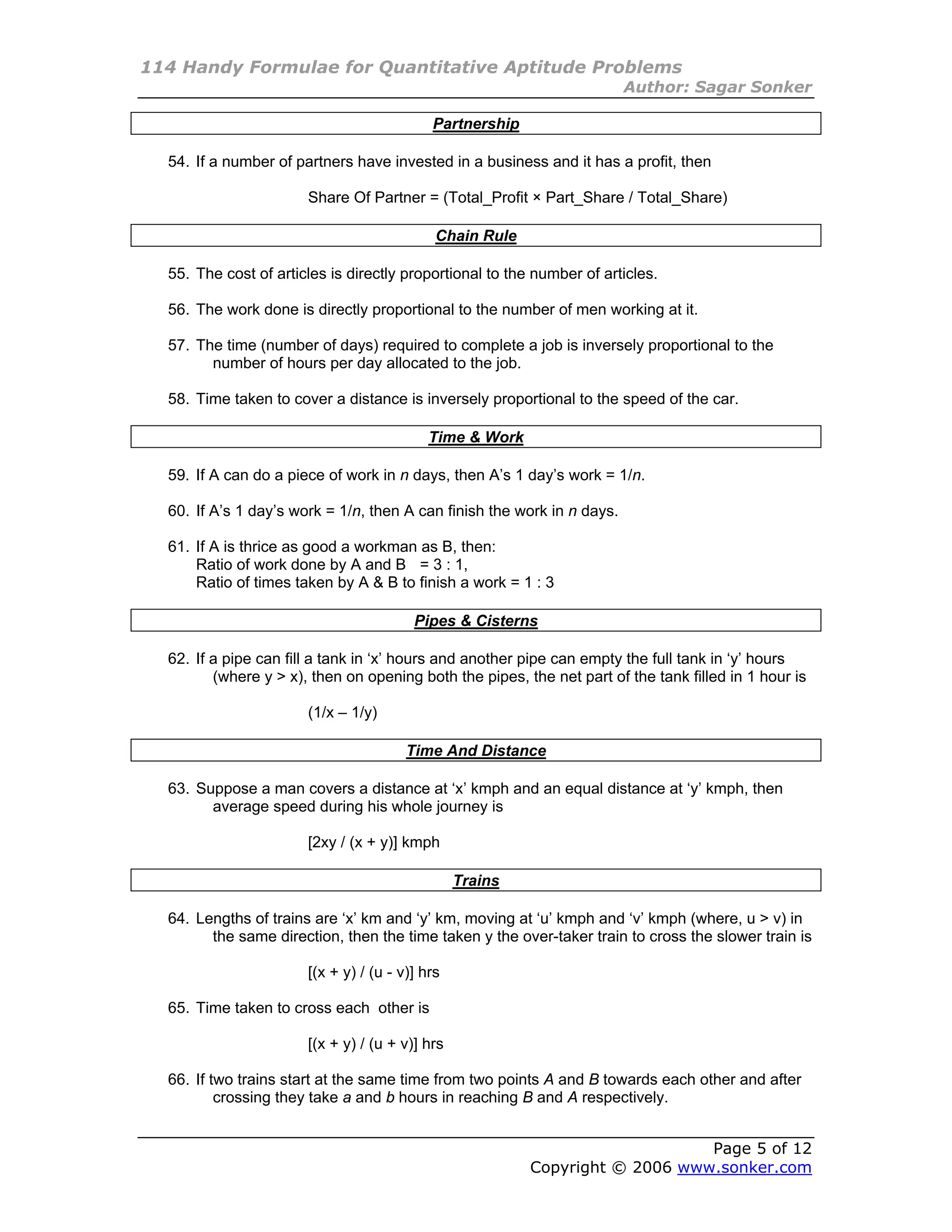 Handy formulae for_quantitative_aptitude_problems | PDF