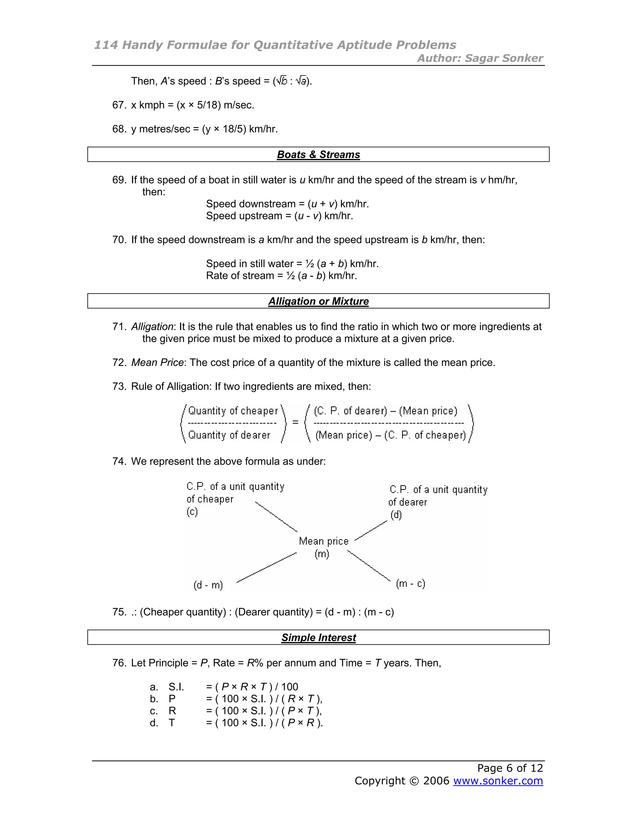 Handy formulae for_quantitative_aptitude_problems | PDF