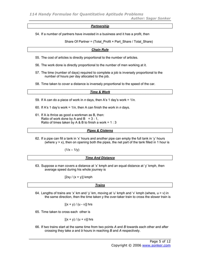 Handy formulae for_quantitative_aptitude_problems | PDF