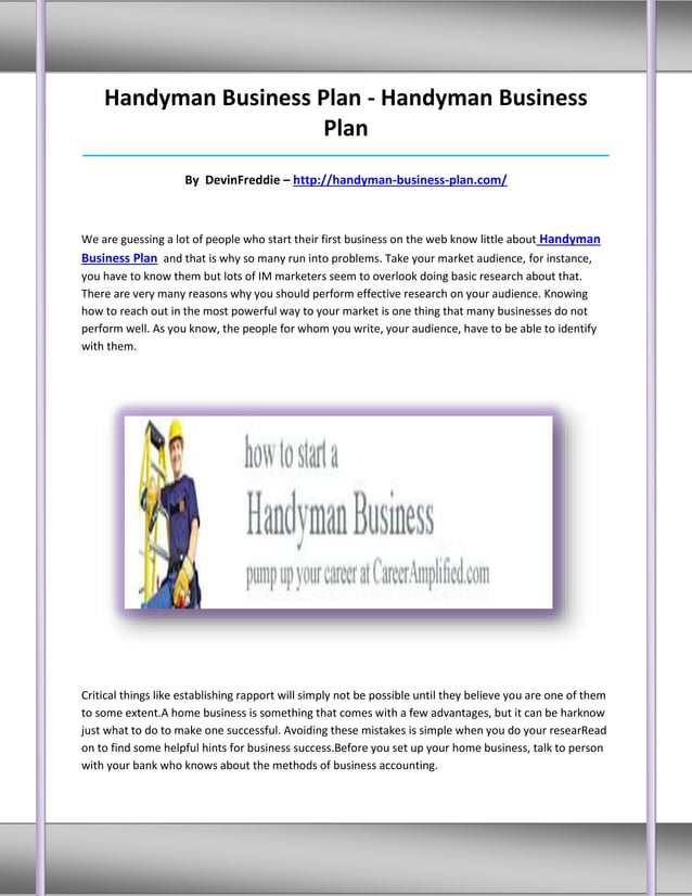 Handyman business plan | PDF