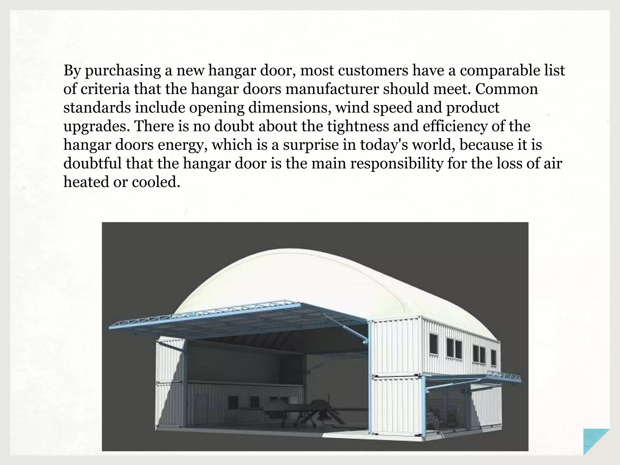 Hangar Doors/ Hangar Doors With Sustainable Design | PPTX
