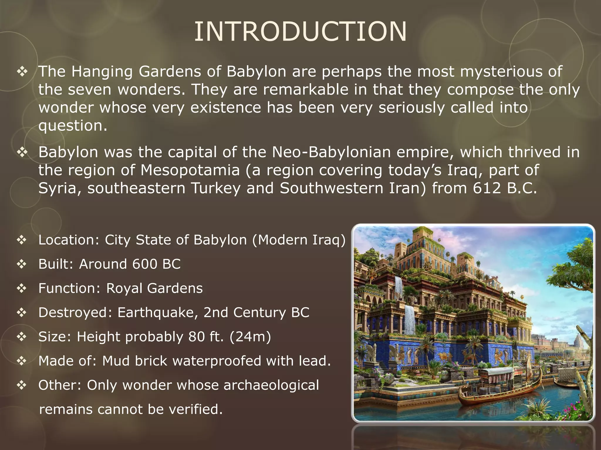 Hanging gardens of babylon, mesopotamia | PDF