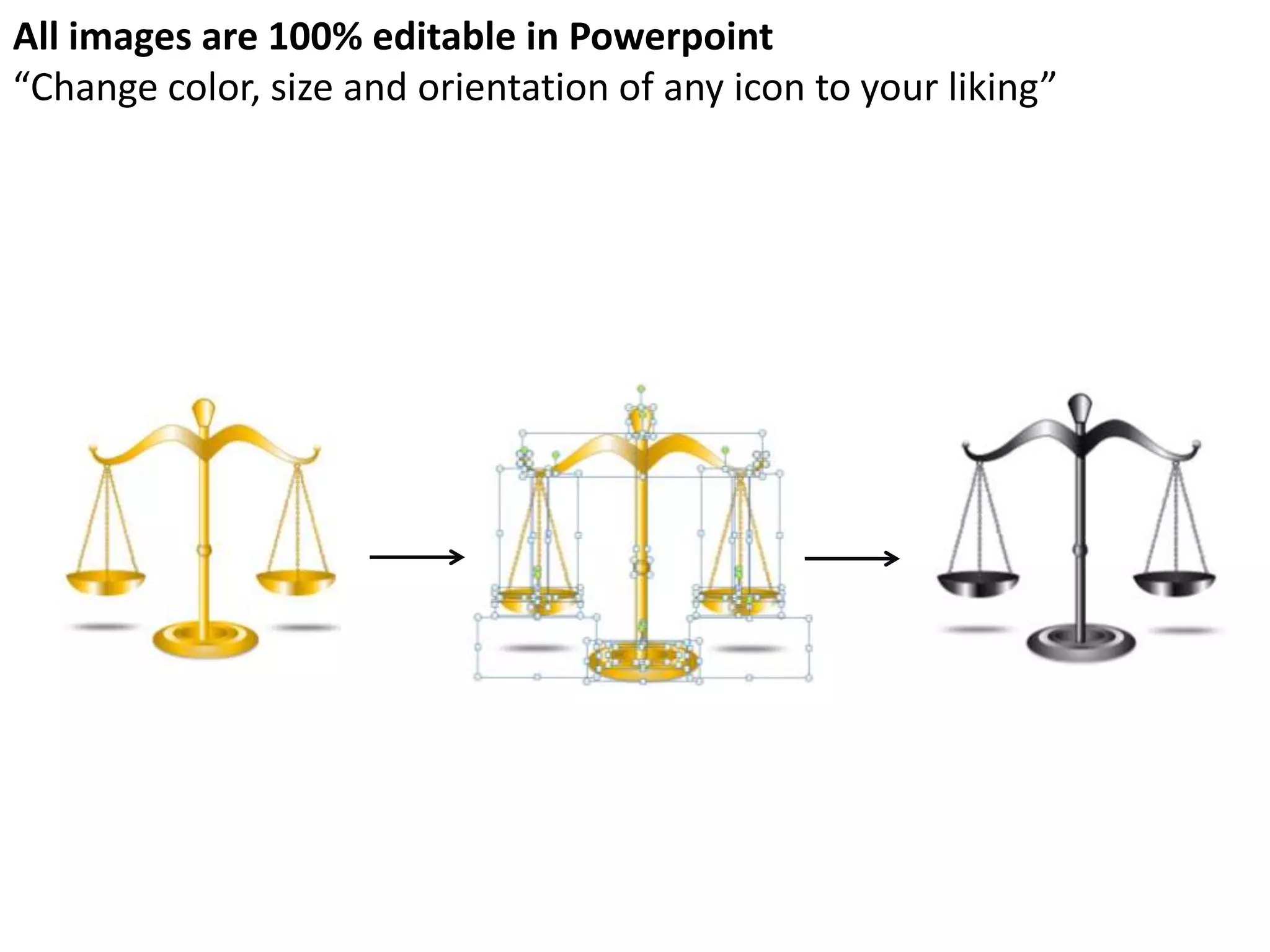 Hanging scale golden powerpoint presentation templates | PPT