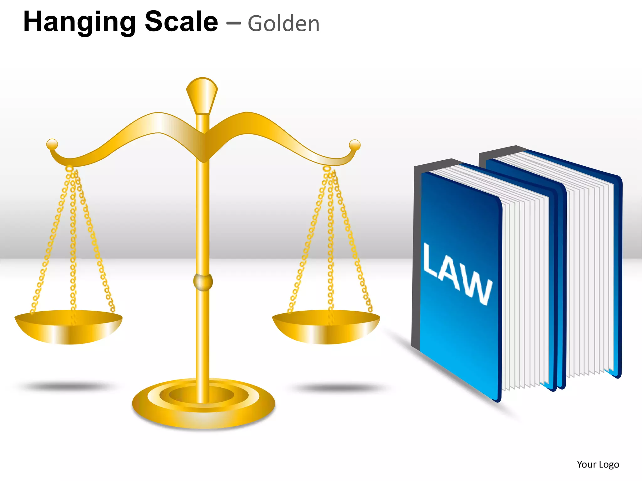 Hanging scale golden powerpoint presentation templates | PPT