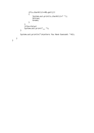 Hangman (Java Program written on Blue J Editor) | PDF | Programming Languages | Computing