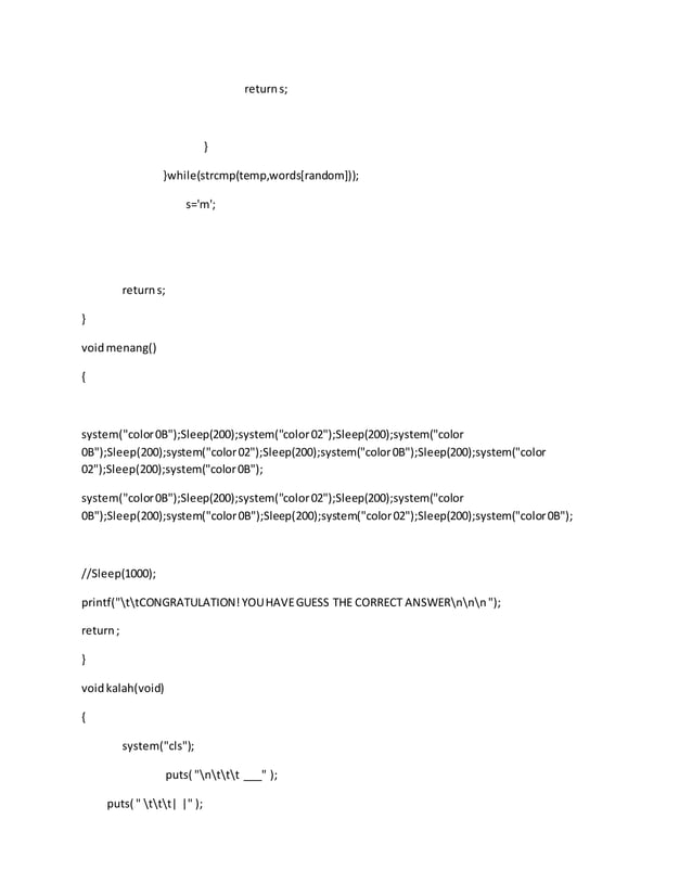 Hangman Game Programming In C Coding Pdf