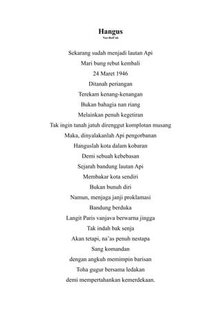 teks puisi menceritakan kisah bandung lautan api | PDF