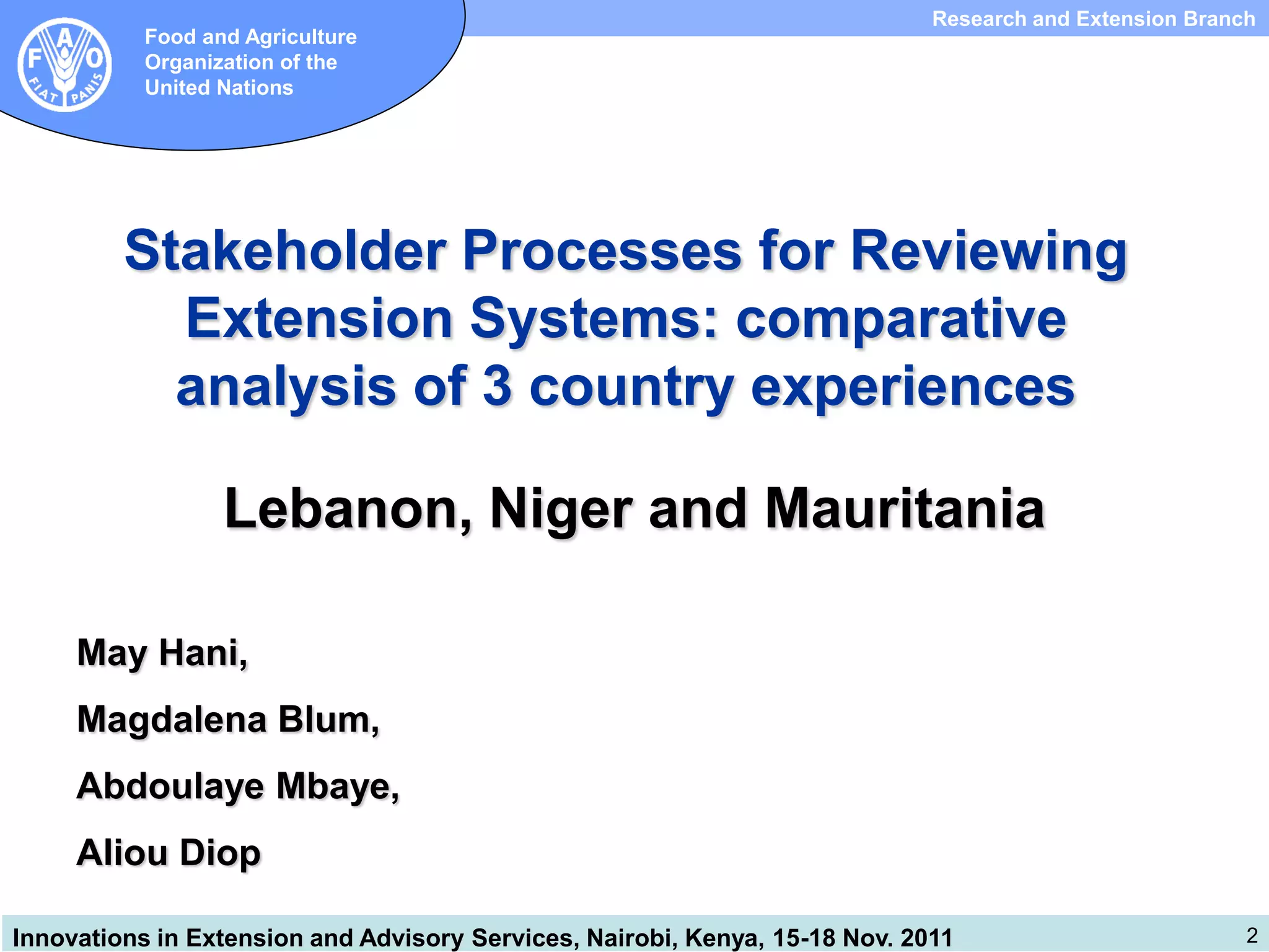 Stakeholder Processes for Reviewing Extension Systems | PPT