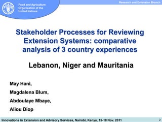 Stakeholder Processes for Reviewing Extension Systems | PPT