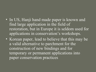 Hanji paper a new material from an old tradition | PPT