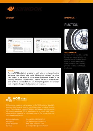 Hankook Tire Europe TYPO3 Implementation | PDF