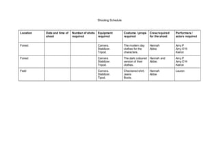 Shooting schedule | PPT