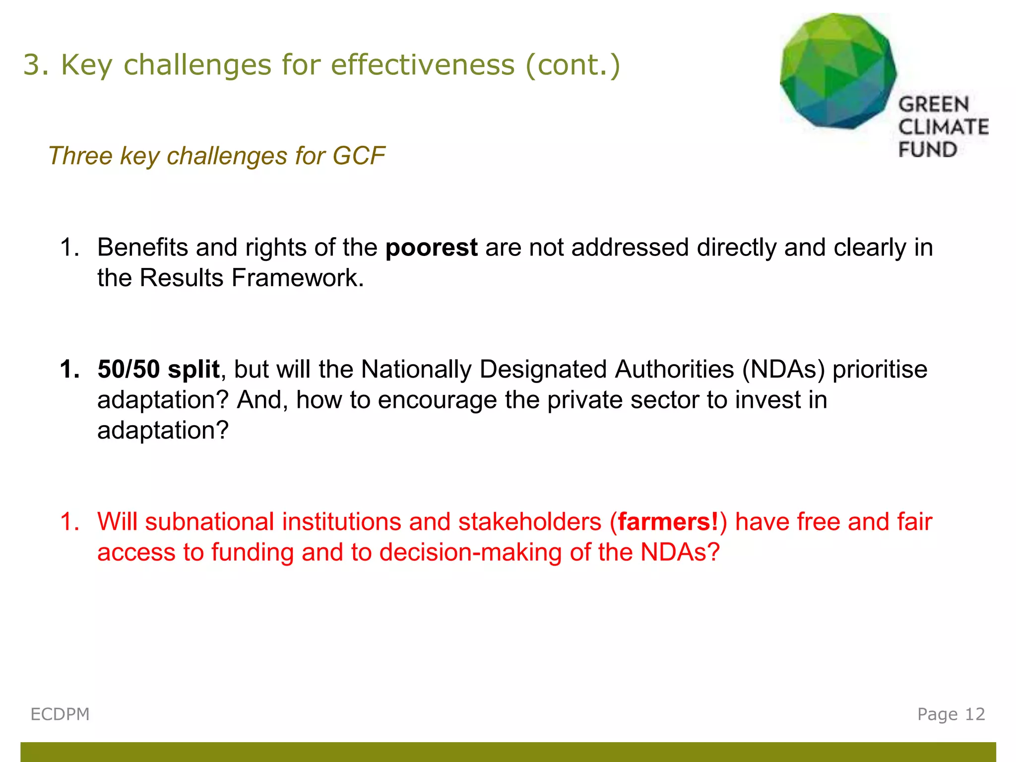 Challenges to climate finance | PPTX