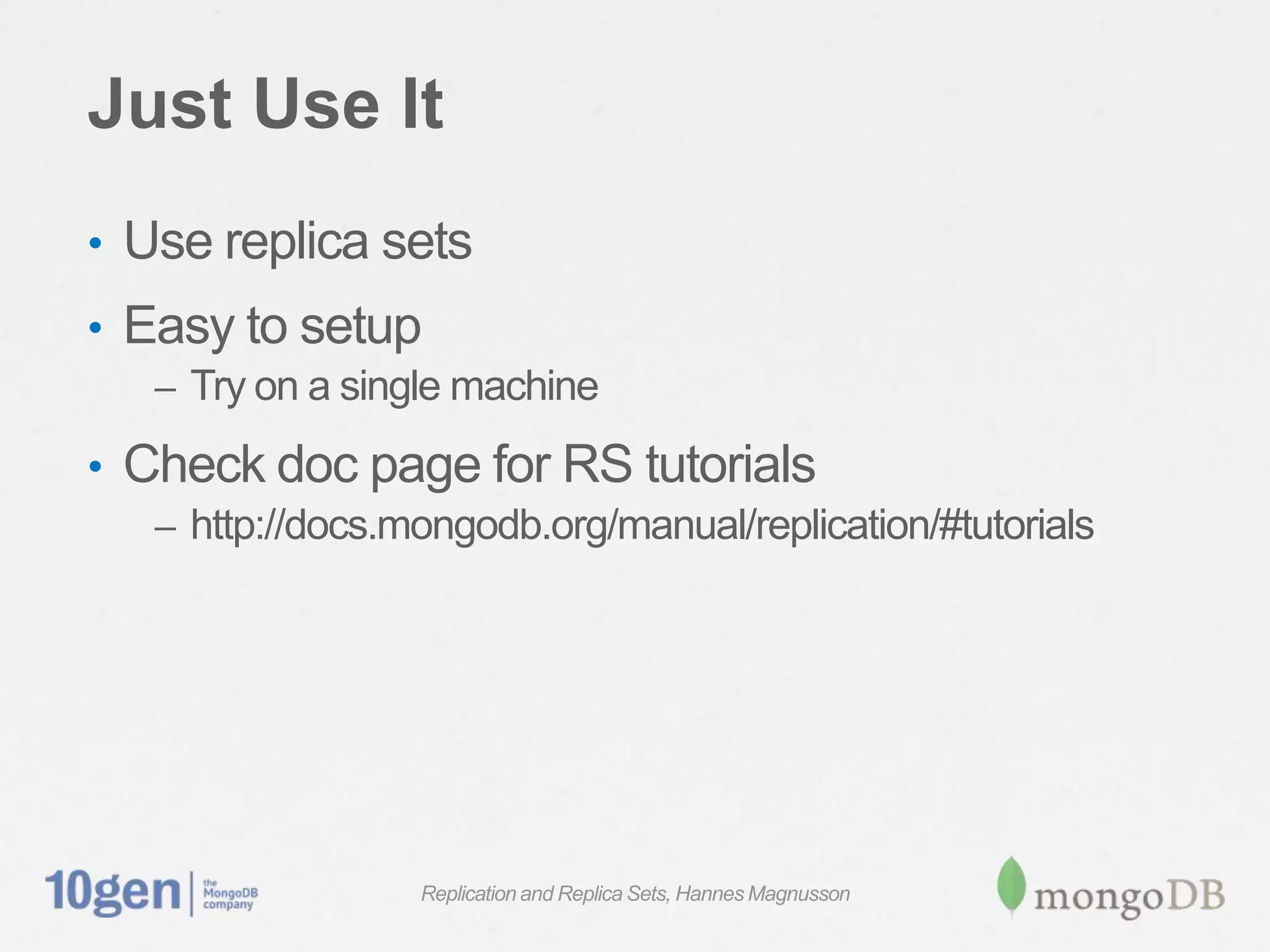 Replication and Replica Sets | PPT